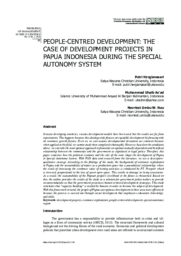 (PDF) People-Centred Development: The Case of Development Projects in ...