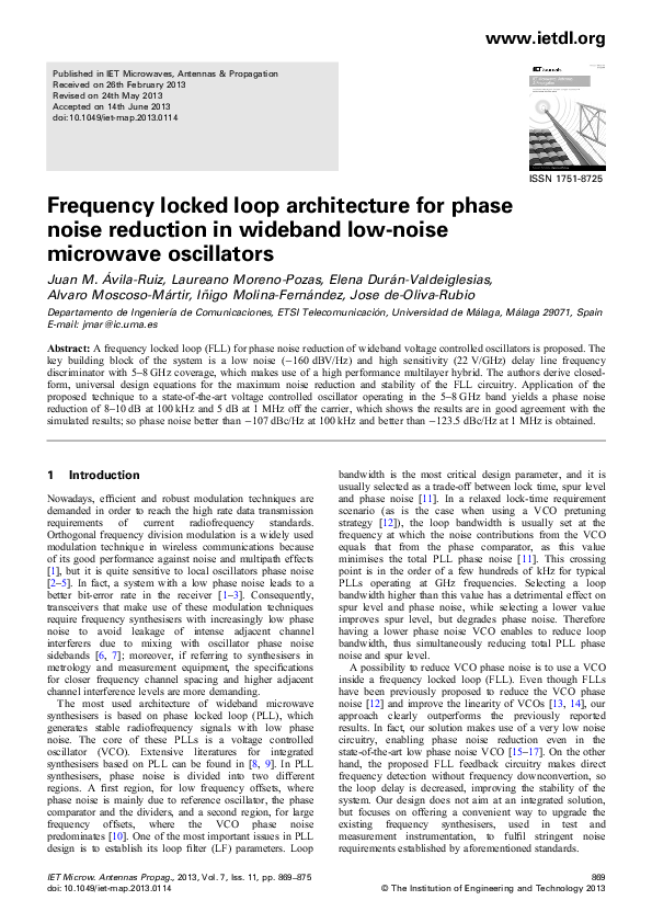 (PDF) Frequency locked loop architecture for phase noise reduction in ...