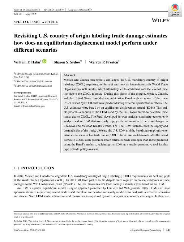 (PDF) Revisiting U.S. country of origin labeling trade damage estimates ...