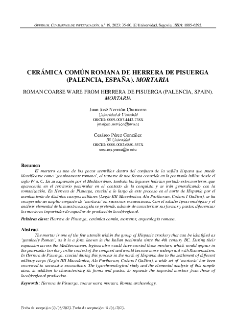 (PDF) Cerámica común romana de Herrera de Pisuerga (Palencia, España ...