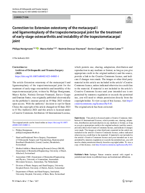 (PDF) Correction: Metacarpal Osteotomy for Osteoarthritis