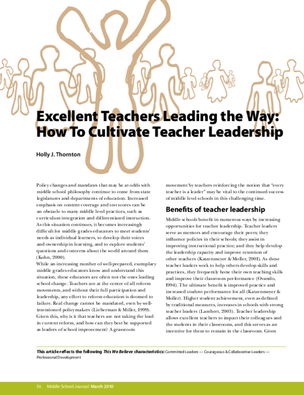 (PDF) Excellent Teachers Leading the Way: How to Cultivate Teacher ...