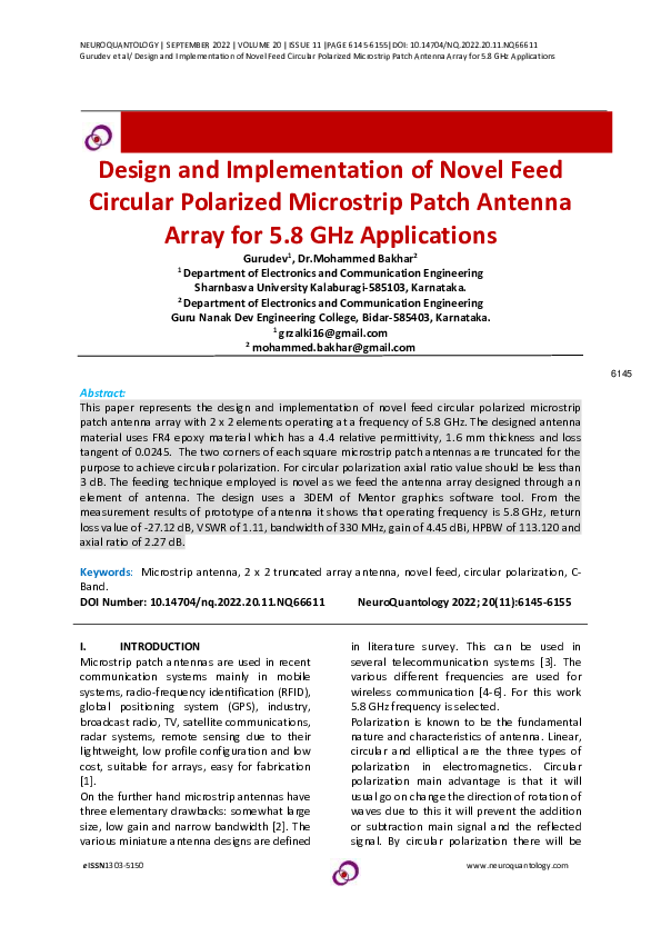 (PDF) Design and Implementation of Novel Feed Circular Polarized Microstrip Patch Antenna Array ...