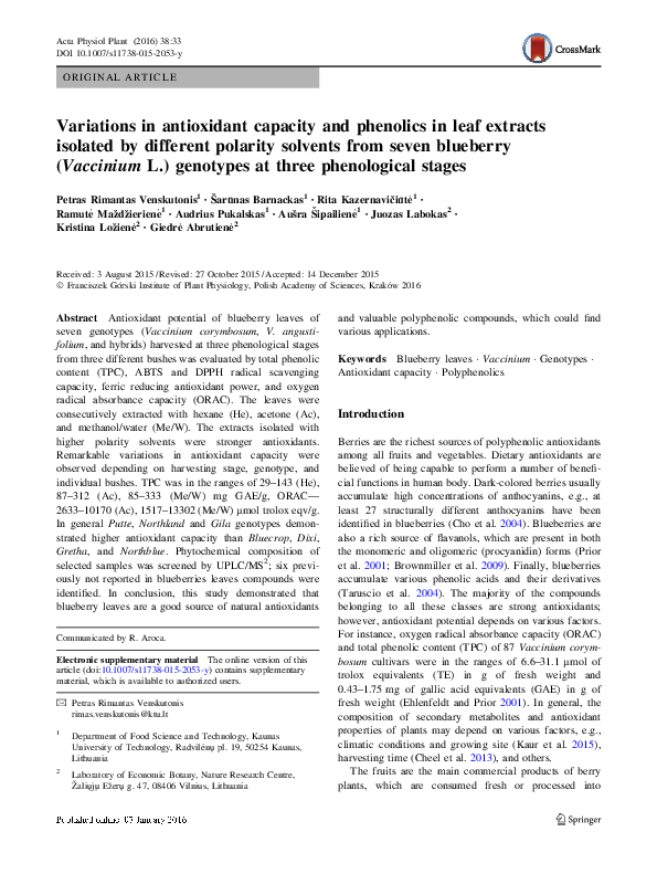 (PDF) Variations in antioxidant capacity and phenolics in leaf extracts isolated by different ...