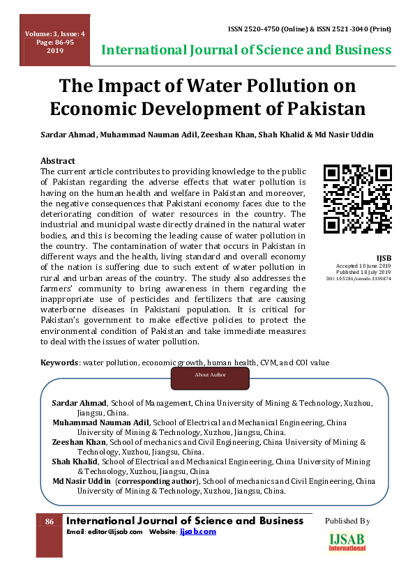 (PDF) The Impact of Water Pollution on Economic Development of Pakistan