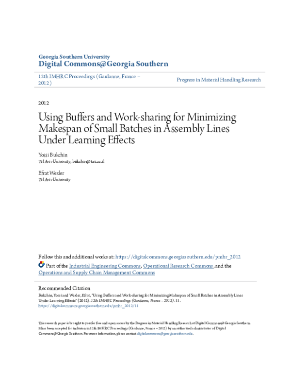 (PDF) The effect of buffers and work sharing on makespan improvement of ...