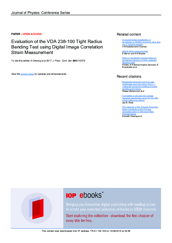(PDF) Evaluation of the VDA 238-100 Tight Radius Bending Test using ...