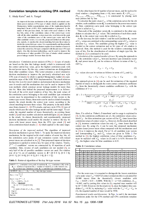 (PDF) Correlation template matching CPA method