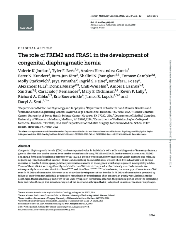 (PDF) The role of FREM2 and FRAS1 in the development of congenital ...
