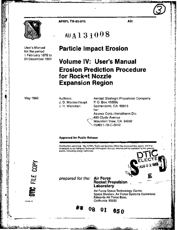Pdf Particle Impact Erosion Volume 4 Users Manual Erosion Prediction Procedure For Rocket