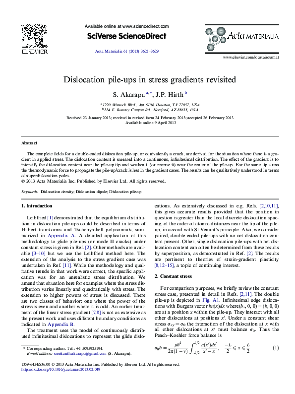 (PDF) Dislocation pile-ups in stress gradients revisited