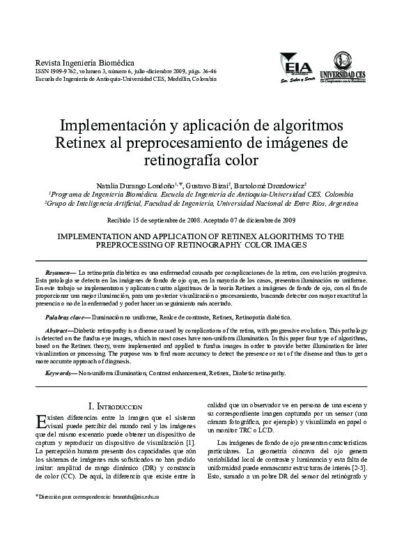 (PDF) IMPLEMENTACIÓN Y APLICACIÓN DE ALGORITMOS RETINEX AL PREPROCESAMIENTO DE IMÁGENES DE ...
