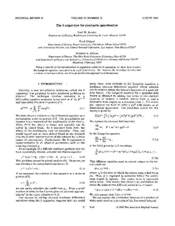 (PDF) The delta expansion for stochastic quantization
