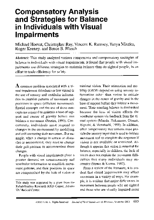 (PDF) Compensatory Analysis and Strategies for Balance in Individuals ...