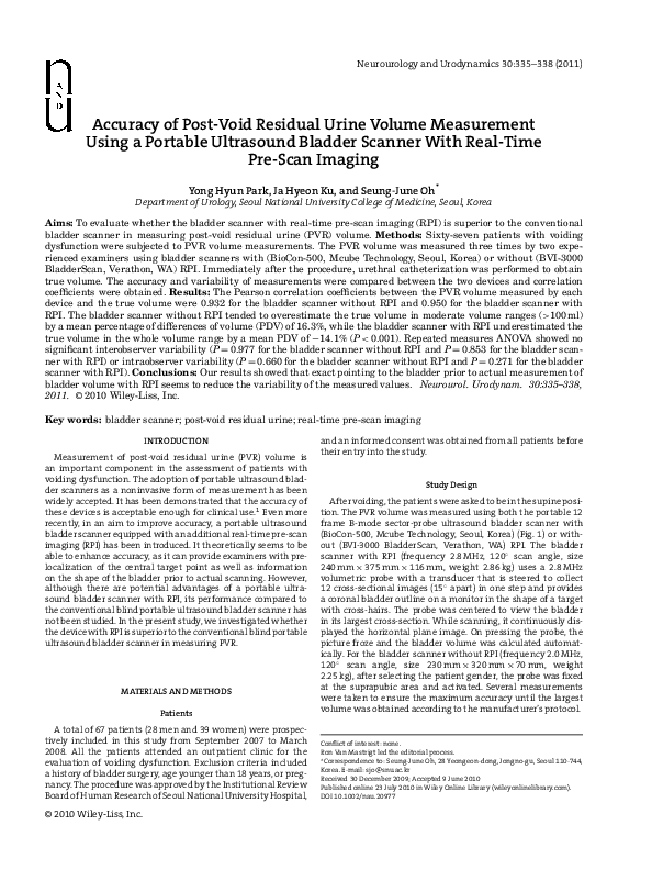 (PDF) Accuracy of Post-Void Residual Urine Volume Measurement in ...