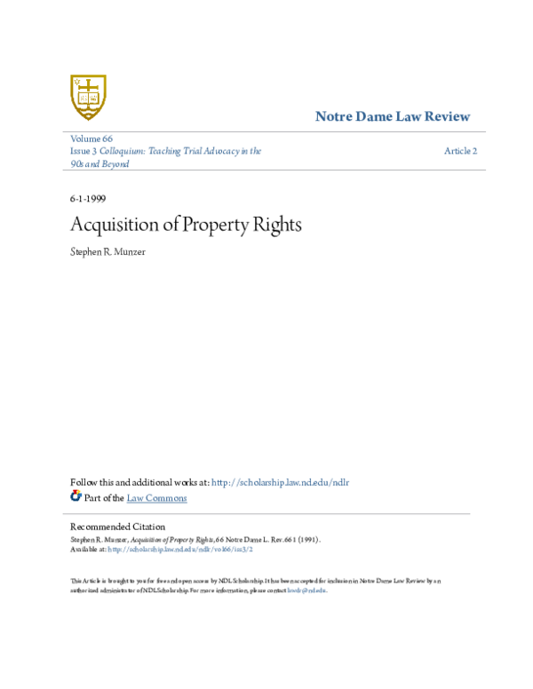 (PDF) Acquisition of Property Rights