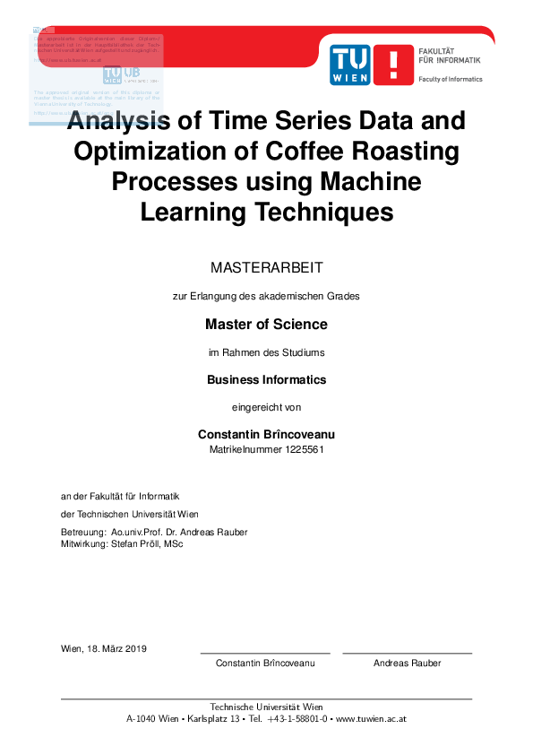 (PDF) Analysis of time series data and optimization of coffee roasting processes using machine ...
