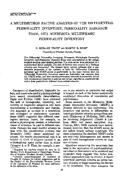 (PDF) A multimethod factor analysis of the Differential Personality ...
