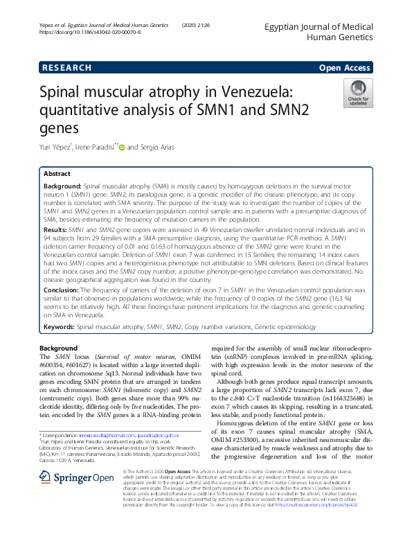 (PDF) Spinal muscular atrophy in Venezuela: quantitative analysis of ...