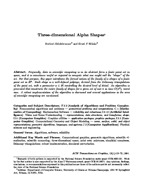 (PDF) Three-dimensional alpha shapes