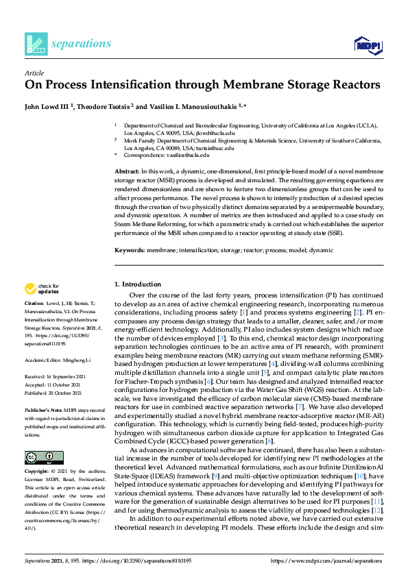 (PDF) On Process Intensification through Membrane Storage Reactors