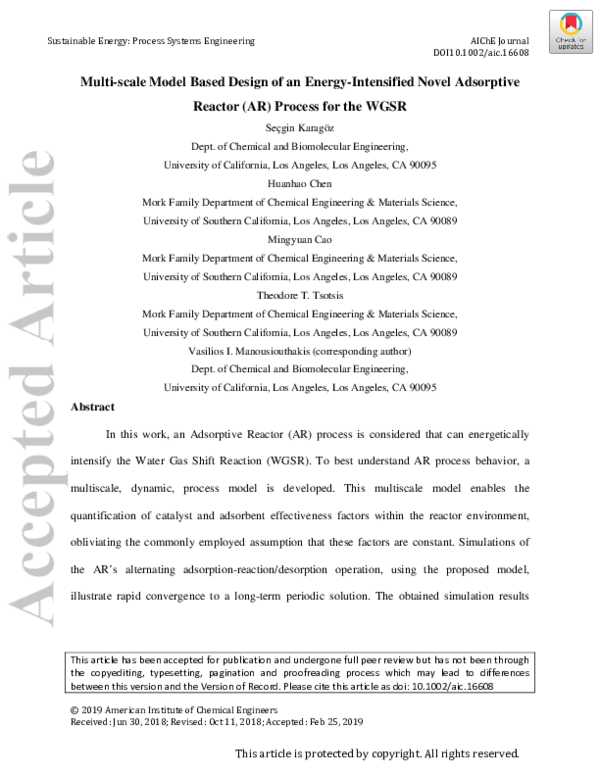 (PDF) Multiscale model based design of an energy‐intensified novel ...
