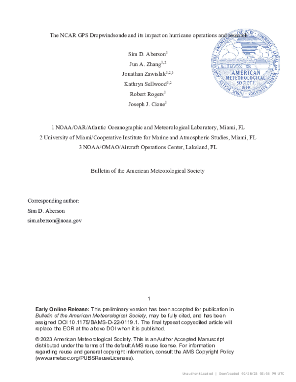 (PDF) The NCAR GPS Dropwindsonde and its impact on hurricane operations ...
