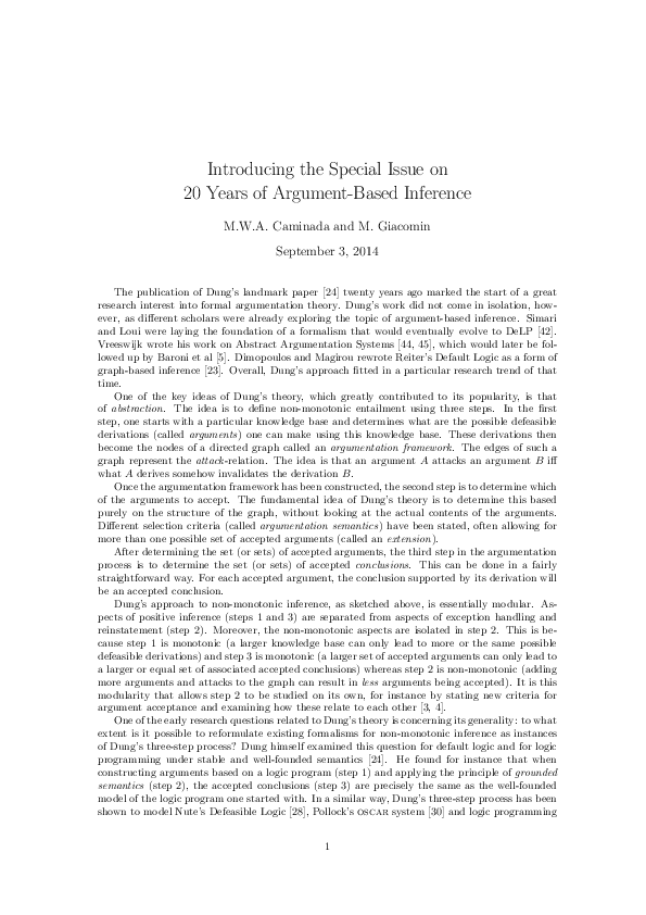 (PDF) Introducing the Special Issue on 20 Years of Argument-Based Inference (PDF) Introducing the Special Issue on 20 Years of Argument-Based Inference