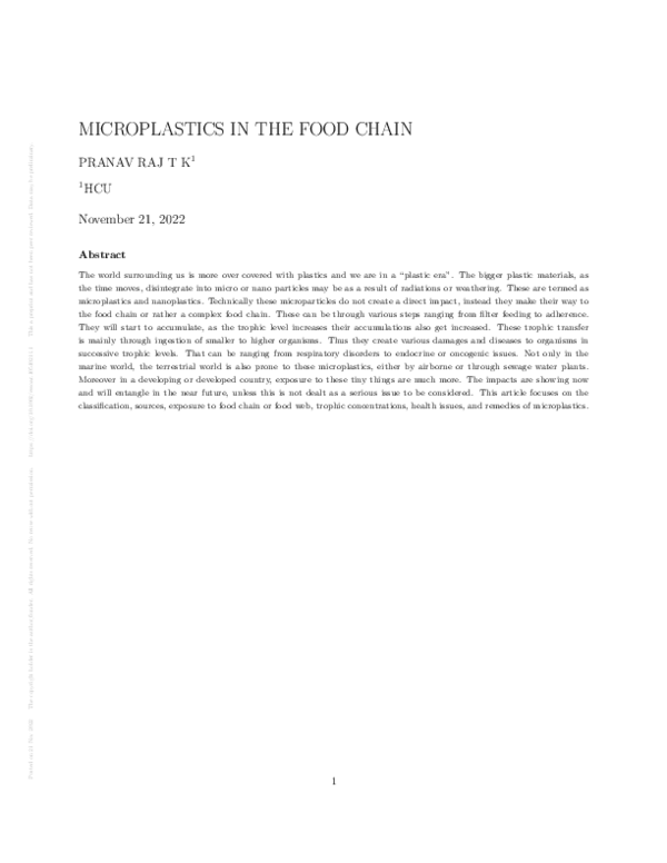 (PDF) Microplastics in the Food Chain