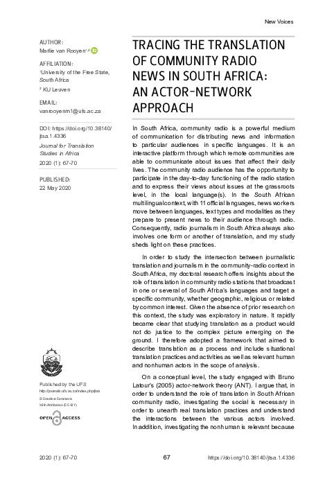 (PDF) Tracing the translation of community rad