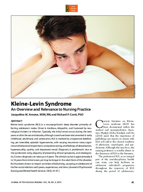 (PDF) Kleine-Levin Syndrome: An Overview and Relevance to Nursing ...