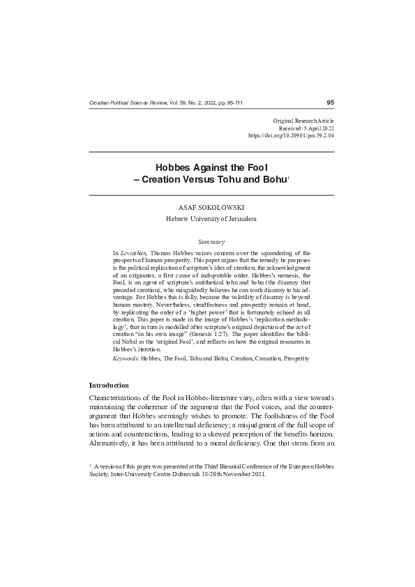 (PDF) Hobbes Against the Fool