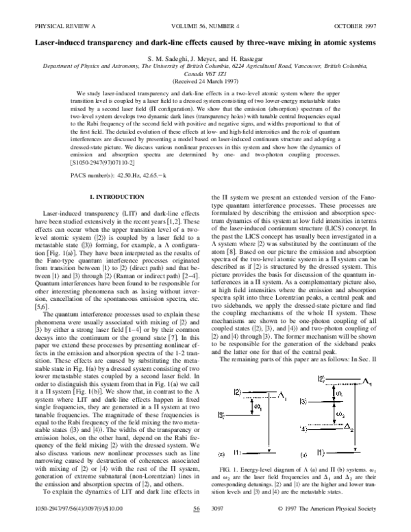 (PDF) Laser-induced transparency and dark-line effects caused by three ...