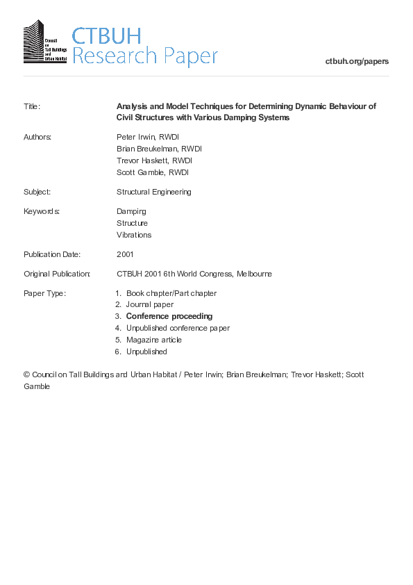 (PDF) Analysis and Model Techniques for Determining Dynamic Behaviour of Civil Structures with ...