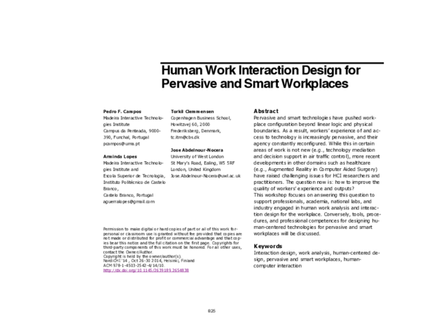 (PDF) Human work interaction design for pervasive and smart workplaces