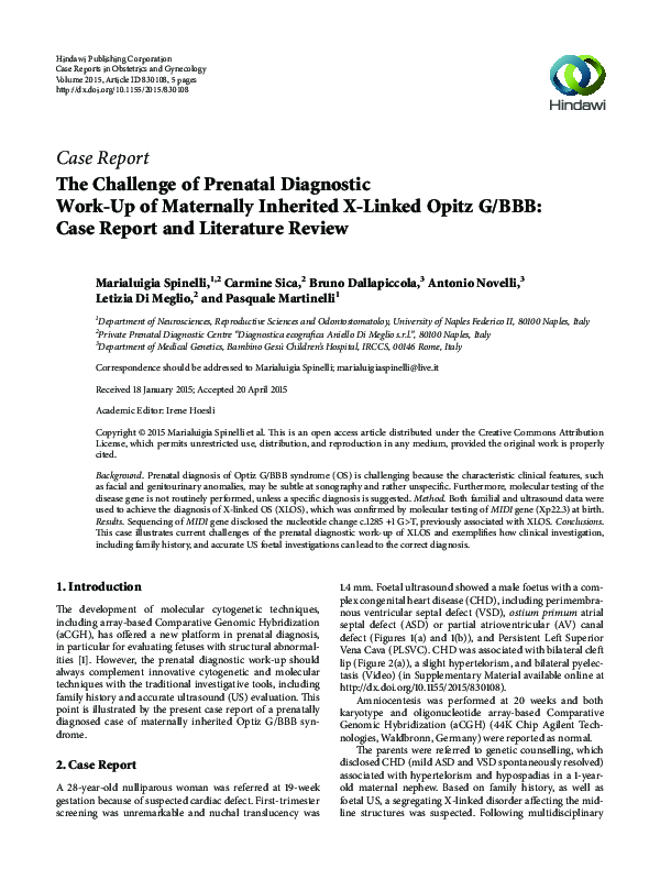 (PDF) The Challenge of Prenatal Diagnostic Work-Up of Maternally ...