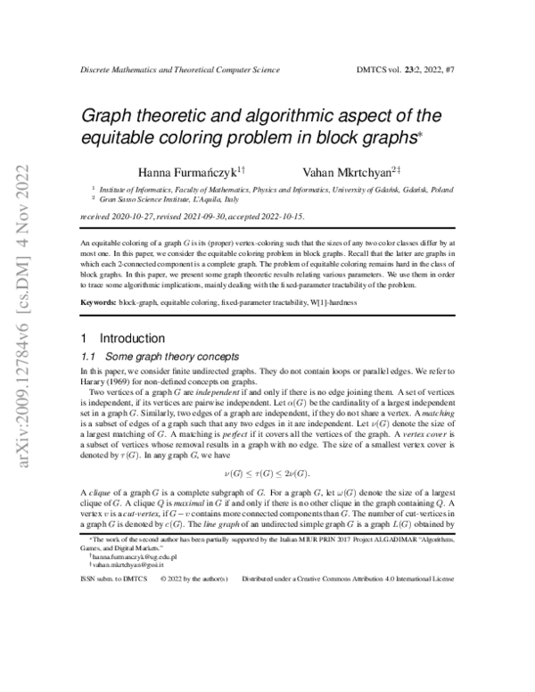 (PDF) Equitable Coloring in Block Graphs