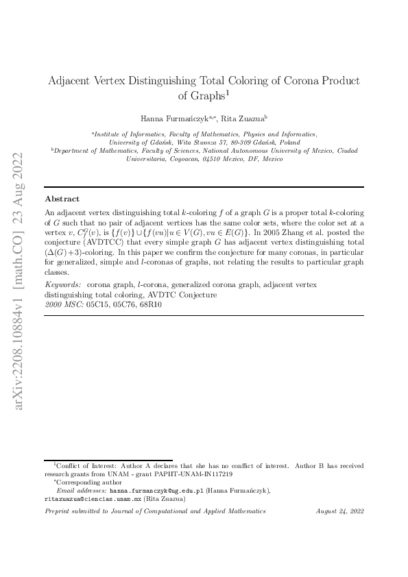 (PDF) Adjacent Vertex Distinguishing Total Coloring of Corona Product ...