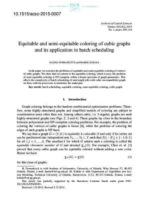 (PDF) Equitable and semi-equitable coloring of cubic graphs and its ...