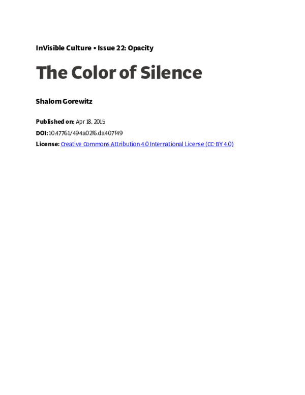 (PDF) The Color of Silence
