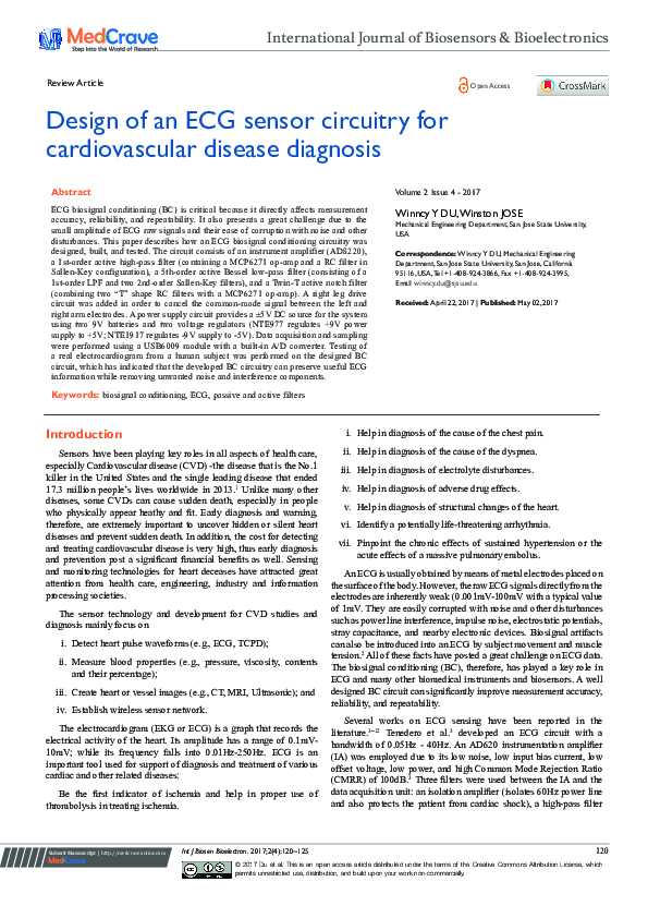 (PDF) Design of an ECG Sensor Circuitry for Cardiovascular Disease ...