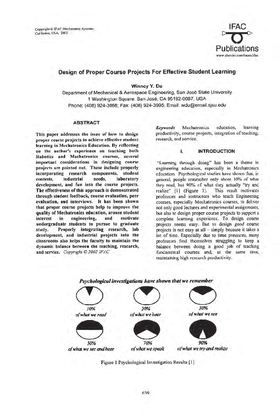(PDF) Design of Proper Course Projects for Effective Student Learning