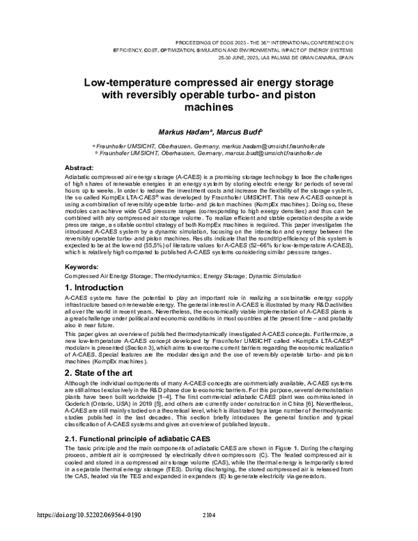 (PDF) Low-Temperature Compressed Air Energy Storage with Reversibly ...