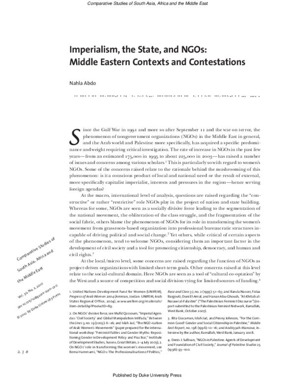(PDF) Imperialism, the State, and Ngos: Middle Eastern Contexts and ...