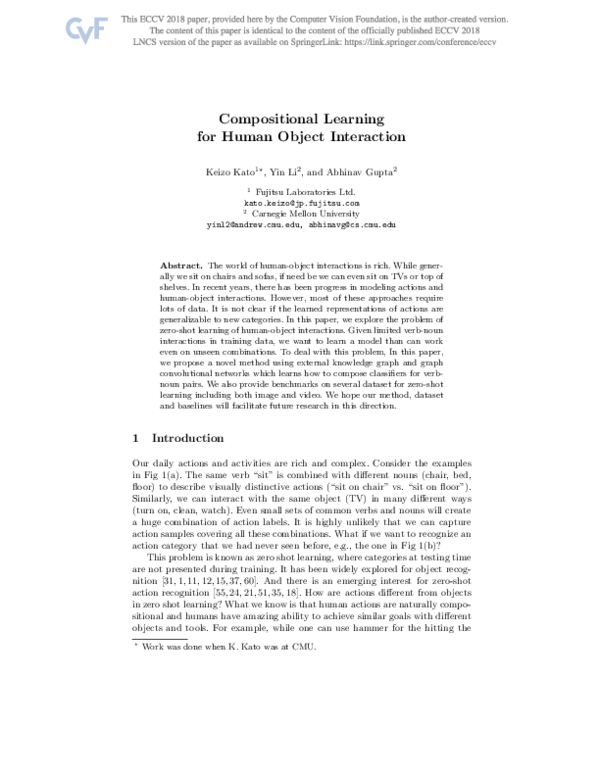 (PDF) Compositional Learning for Human Object Interaction