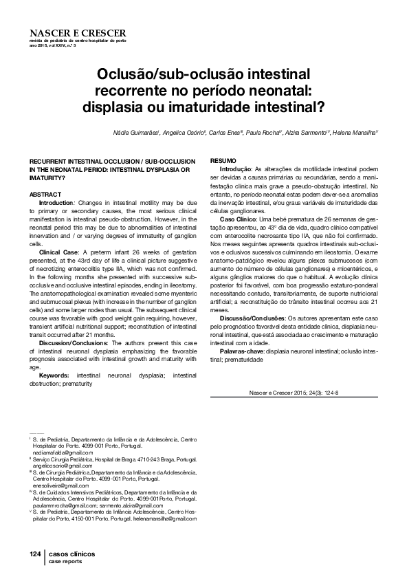 (PDF) Oclusão/sub-oclusão intestinal recorrente no período neonatal ...