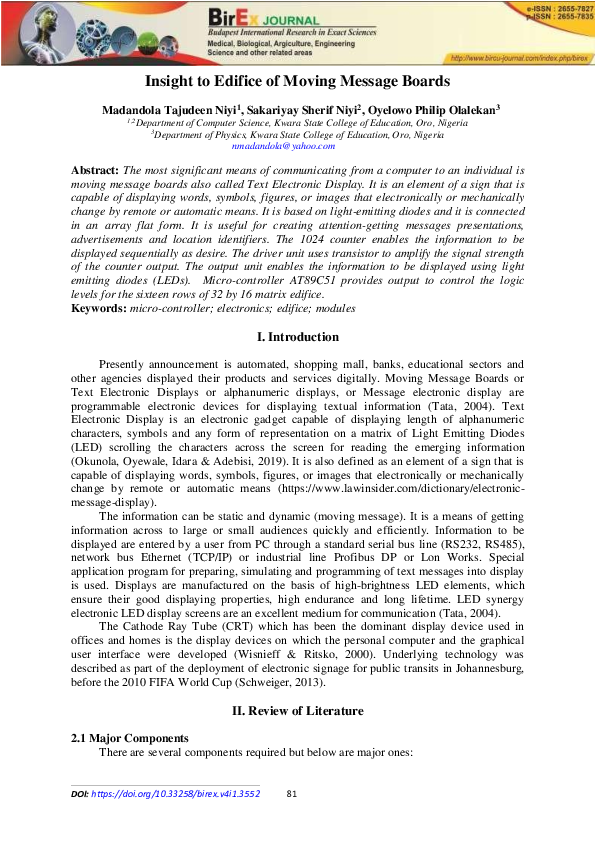 (PDF) Insight to Edifice of Moving Message Boards