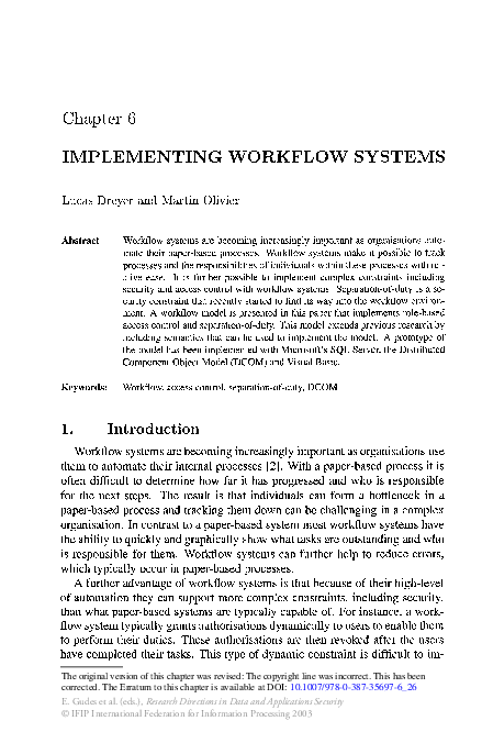 (PDF) Implementing Workflow Systems (PDF) Implementing Workflow Systems