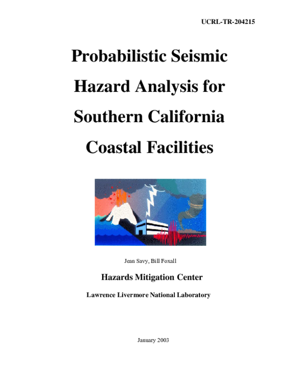 (PDF) Probabilistic Seismic Hazard Analysis for Southern California Coastal Facilities