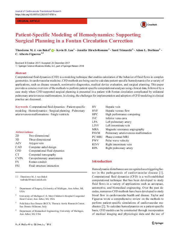 (PDF) Patient-Specific Modeling of Hemodynamics: Supporting Surgical Planning in a Fontan ...